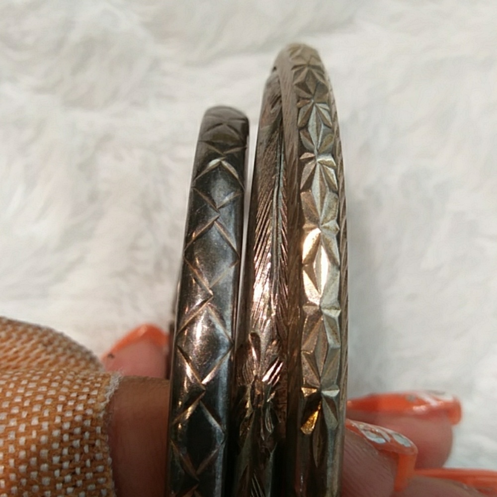 .925 Sterling Silver Brackets 3 Vintage - Gem